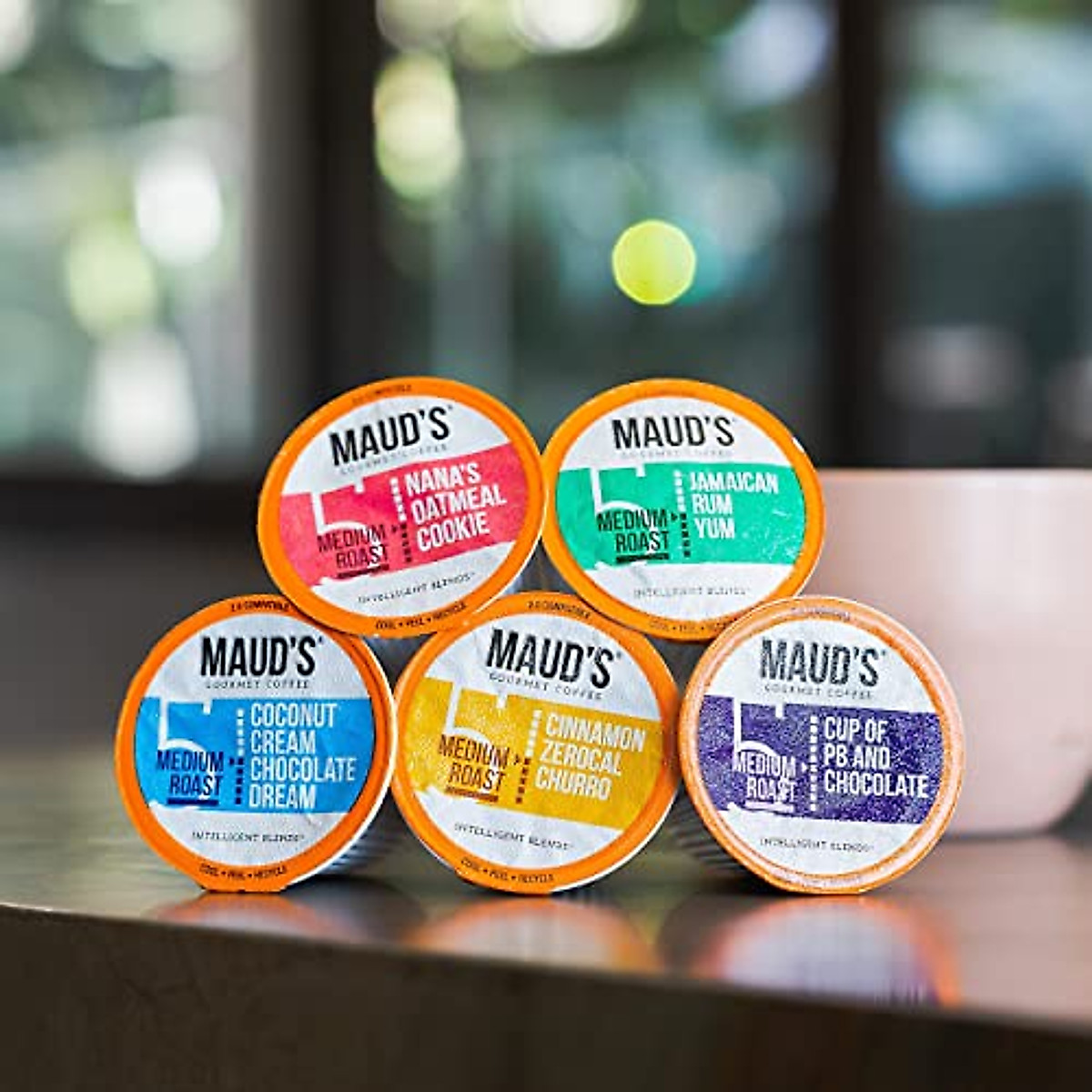 Maud's Super Flavored Coffee Variety Pack, 80ct. Solar Energy Produced Recyclable Single Serve Flavored Coffee Pods Jam-Packed with 16 Flavors - 100% Arabica Coffee California Roasted, KCup Compatible