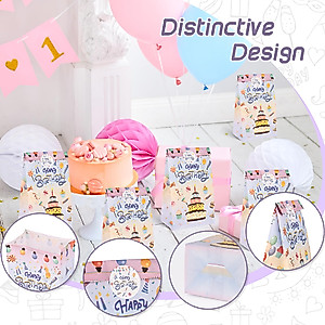 HONEYGIFTS 24PCS Birthday Goodie Bags with Stickers, Happy Birthday Party Favor Bags Gift Bags Treat Bags for Kids Birthday Party
