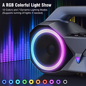 KMAG Portable Bluetooth Speaker - IPX7 Waterproof Wireless Speakers with 80W Loud HiFi Stereo Sound, 24H Playtime, Dynamic Light, Deep Bass, Dual Pairing, 5.3 BT for Outdoor, Home, Party, Gifts