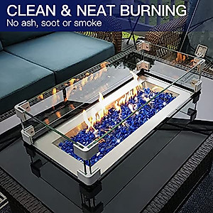 Apromise 1/2 inch Fire Glass - Cobalt Blue and Caribbean Blue Fire Pit Glass | 20lbs