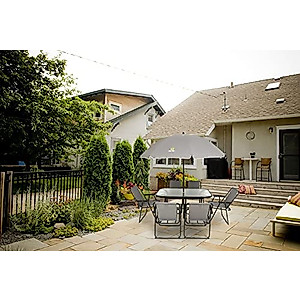 Nice C Outdoor Dining Sets, Patio Furniture Set, 8 Piece Patio Set with Umbrella, Garden Outdoor Furniture Table Set with Tilted Removable Umbrella, Glass Table, and 6 Folding Chairs