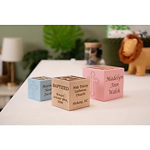 Personalized Baby Baptism/Dedication/Christening Wood Block, Choose From 3 Sizes, Baptism Gift For Boy, Girl, Baby Dedication Gifts, Unique Baptism Gifts (2.5")