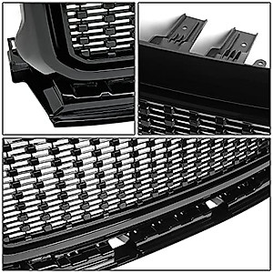 South Mud Bay Compatible with Crew Cab Extended Bright Black Denali Style Front Bumper/Hood Grille/Grill GRLDDENLGMCCAN16BK