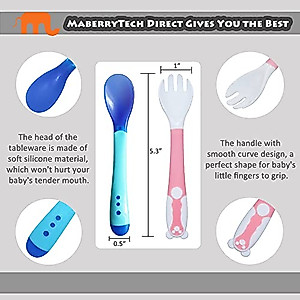 Baby Spoons First Stage Self Feeding 4 6 12 months, 8 Pack Toddler Utensils Spoons and Forks BPA Free, Gum-Friendly Baby Feeding Supplies