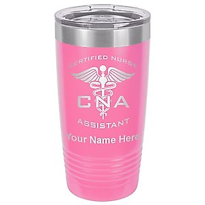 LaserGram 20oz Vacuum Insulated Tumbler Mug, CNA Certified Nurse Assistant, Personalized Engraving Included (Pink)