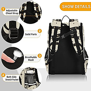 AIXIWAWA School Backpack (Boho Snake Floral), Large Capacity Causal Daypack with Bottle Pockets Reflective Strips for Boys Girls Adults 12.2 x 7.87 x 16.14 inches