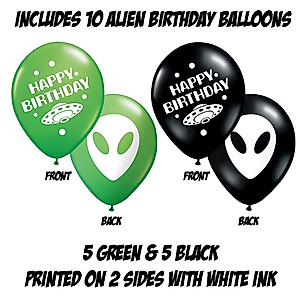 Gypsy Jade's Alien Party Balloons - 30 Green, Black and Gray UFO Outer Space Aliens Decorations