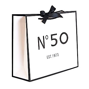 ANFENG 50th Birthday Keepsake Gift Vintage Bag for Women 1973 Mom Novelty 50 Year Old Party Paper Bags Shopping Tote Idea Fifty (Medium Size)