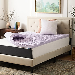 LUCID 3 Inch 5 Lavender Memory Foam Plush-Calming Targeted Convoluted Comfort Zones Mattress Topper, King
