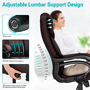 Indulgear Big and Tall Office Chair,500lbs Capacity Heavy Duty Office Chair for Heavy People, Executive Office Chair with Adjustable Lumbar Support, Thick Padded Chair with Quiet Rubber Wheel