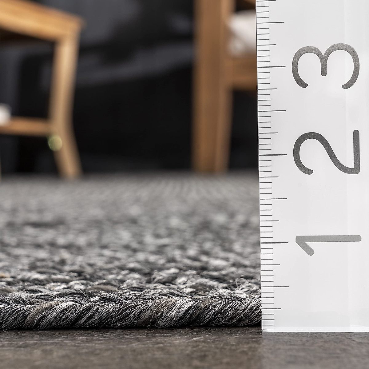 nuLOOM Braided Indoor/Outdoor Area Rug, 4' Round, Wynn Charcoal