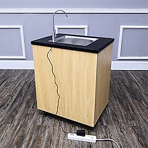 FixtureDisplays Portable Sink Self Contained Hand Wash Station Mobile Sink Water Fountain Portable Sink Water Supply w/Pump 110V Power Caulk All Places to Water Proof 10122-NPF