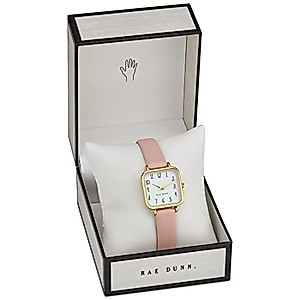 Rae Dunn Women's Amy 24mm Square Face Vegan Leather Strap Watch (RD1003) (Pink)