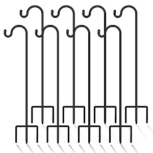 FEED GARDEN Adjustable 48 Inch Shepherd Hooks 1/2 Inch Thick Rust Resistant Steel Shepard Hooks for Outdoor Hanging Lanterns, Bird Feeders, Solar Lights, Weddings Decor 8 Pack