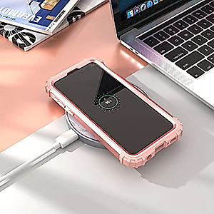 IDweel Galaxy S10E Case with Tempered Glass Screen Protector, Galaxy S10E, Hybrid 3 in 1 Shockproof Heavy Duty Protection Hard PC Cover Soft Silicone Rugged Bumper Full Body Cover, Rose Gold