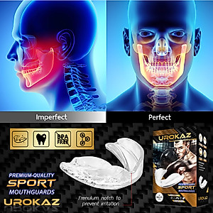 UROKAZ Football Mouth Guard Sports 5 Pieces Mouthguard and Mouthpiece for Boxing, MMA, Basketball, Lacrosse, Muay Thai, Hockey Mouthguards One Size Fit All for Contact and Non Contact Sport