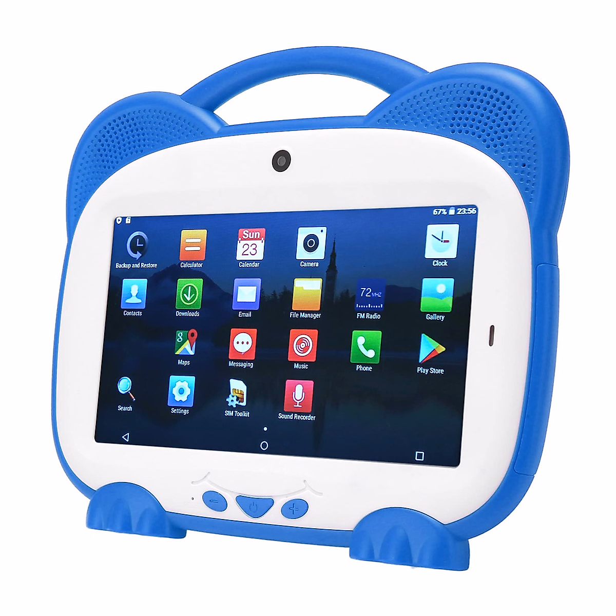 AMONIDA Kids Tablet, Tablet 7 Inch HD 1080P 4GB and 32GB Support WiFi 5500mAh Dual Camera US Plug 100‑240V for Boys (Blue)