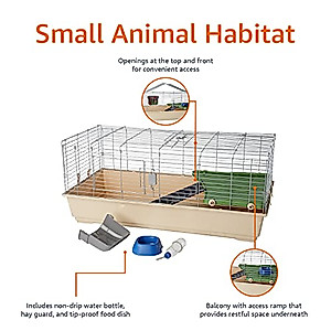 Amazon Basics Small Animal Cage Habitat With Accessories, Jumbo, Multicolor, 49 x 27 x 21 Inches