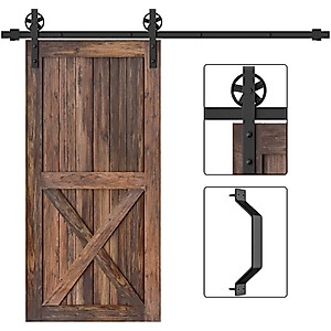 WINSOON 9FT Single Sliding Barn Door Hardware Kit with Sliding Barn Door Handle