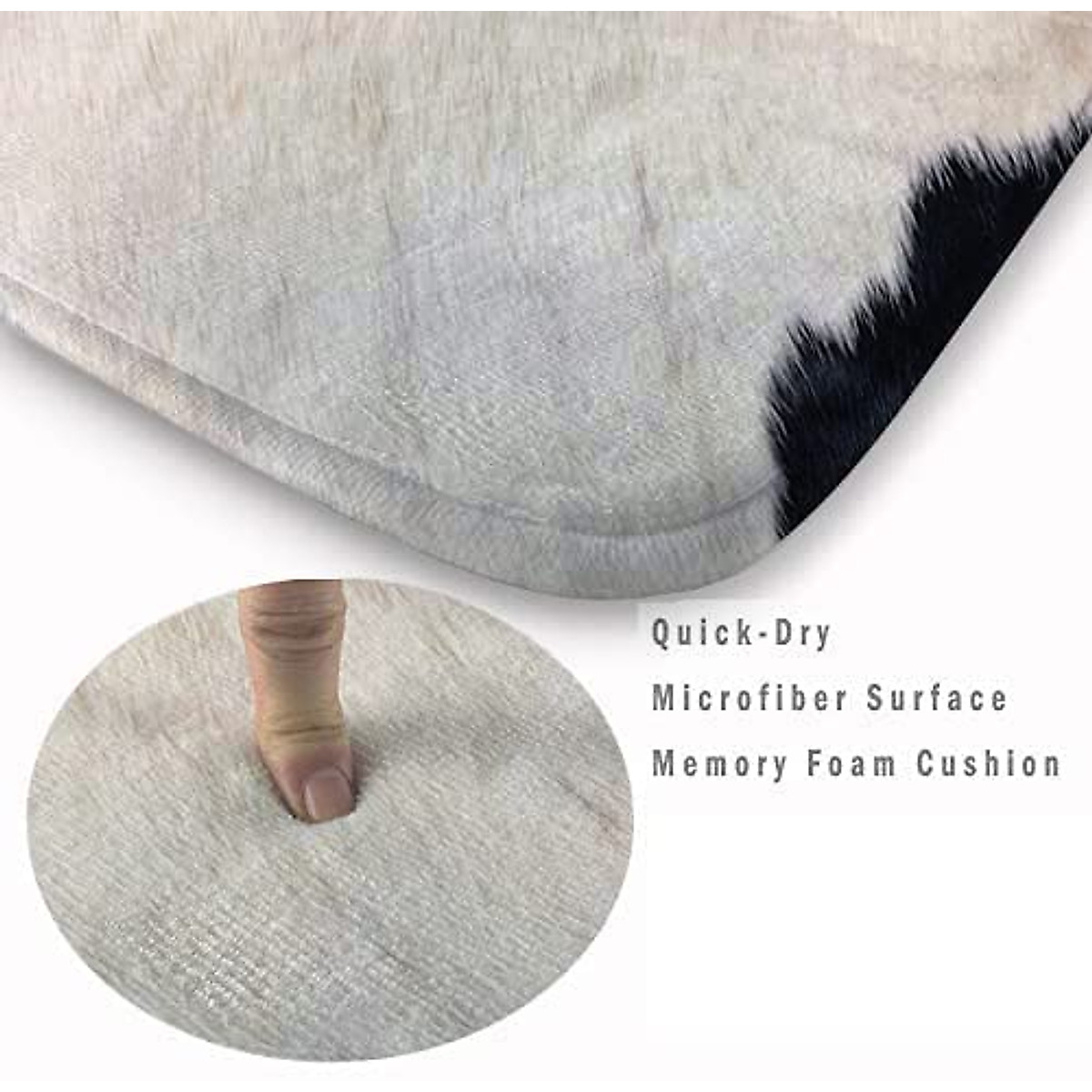 3 Pack Bath Mat Set, Cow Print Pattern Absorbent Memory Foam Soft Shower Bath Rugs Contour Mat and Lid Cover,Non Slip Velvet Bathrug,Shower Toilet Bathmats Carpet