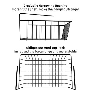 iSPECLE Under Shelf Basket and Stackable Under Shelf Basket, 6 Pack Black Wire Basket Under Shelf for Storage and 4 Pack Black Wire Storage Basket for Storage Pantry, Bundle Sales - Set o