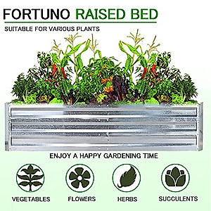 FORTUNO 8x4x1.9 FT Galvanized Raised Garden Bed Box 96"x47"x22.4" -Large Metal Outdoor Flower Bed Steel Patio Ground Planter for Planting Vegetables and Herbs, Silver