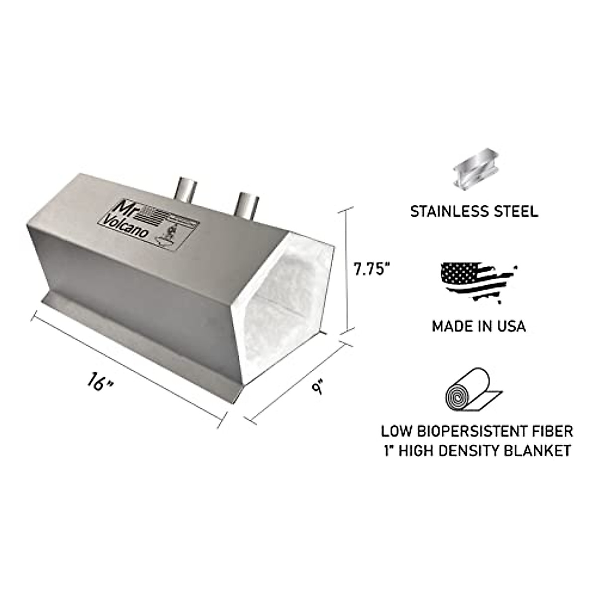 Mr Volcano Hero 2 - Portable Propane Forge (Complete Kit - Now with Superwool XTRA) MADE IN USA (Stainless Steel) Double Burner Artist Hobby Knife Making Tool Making Farrier Blacksmith