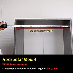 RAUGAJ Silver Aluminum Alloy Closet Rod Cuttable, 30-140Cm Long Oval Clothes Hanging Bar Top Mount, for Nursery/Home/Hotel/Office, with Bracket Kits/Closet W/D 23.6"(60Cm)