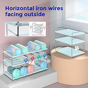 Water Bottle Organizer for Cabinet, 3-Shelf Expandable & Height Adjustable Storage Rack for Kitchen Cabinets Pantry, Tumbler Organizer for Cups with Straws, Holds 15 Bottles (Powder Blue)