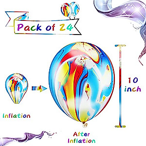 24 Pieces Tie Dye Agate Marble Balloons 10 Inches Tie Dye Swirl Latex Balloons for Theme Party Birthday Party Festival Wedding Baby Shower Decorations (Colorful)