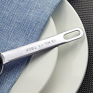 Measuring Spoons, AOOSY 6 Piece Measuring Spoons Set Stainless Steel Round Heavy Duty Mirror Polished 1/8 TSP, 1/4 TSP, 1/2 TSP, 1 TSP, 1/2 TBSP & 1 TBSP Measuring Spoon for Baking Food Cooking