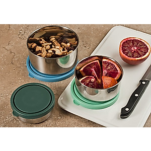 MIRA Stainless Steel Lunch Box Food Storage Containers | BPA Free, Eco-Friendly & Reusable Snack Food Nesting Containers for Kids & Adults | Set of 3 (Navy/Arctic/Icy)