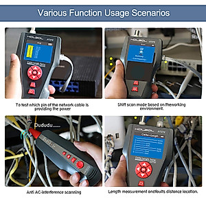 Network Cable Tester, AT226-C NF-8601W LAN Ethernet Cable Tester RJ45 UTP STP Diagnose Tone Tracer Network Cable Length Tester for RJ45, RJ11, BNC, PING/POE 8 Identifier Telephone Wire Tracker