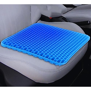 Helishy Gel Seat Cushion, Double Thick Egg Crate Foam Cushion with Honeycomb Design, Cooling Gel Pad for Chair Car Wheelchair, Relieves Sciatica Pain and Pressure Sores