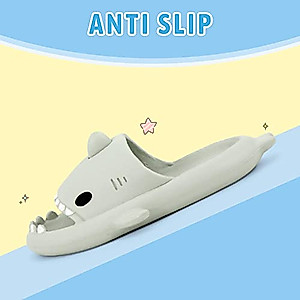 SAGUARO Shark Slides for Family Kids Toddler Boys Girls Pillow Slippers Cute Cloud Slides Lightweight Non-Slip Beach Slippers Casual Slides US7 Kids Grey