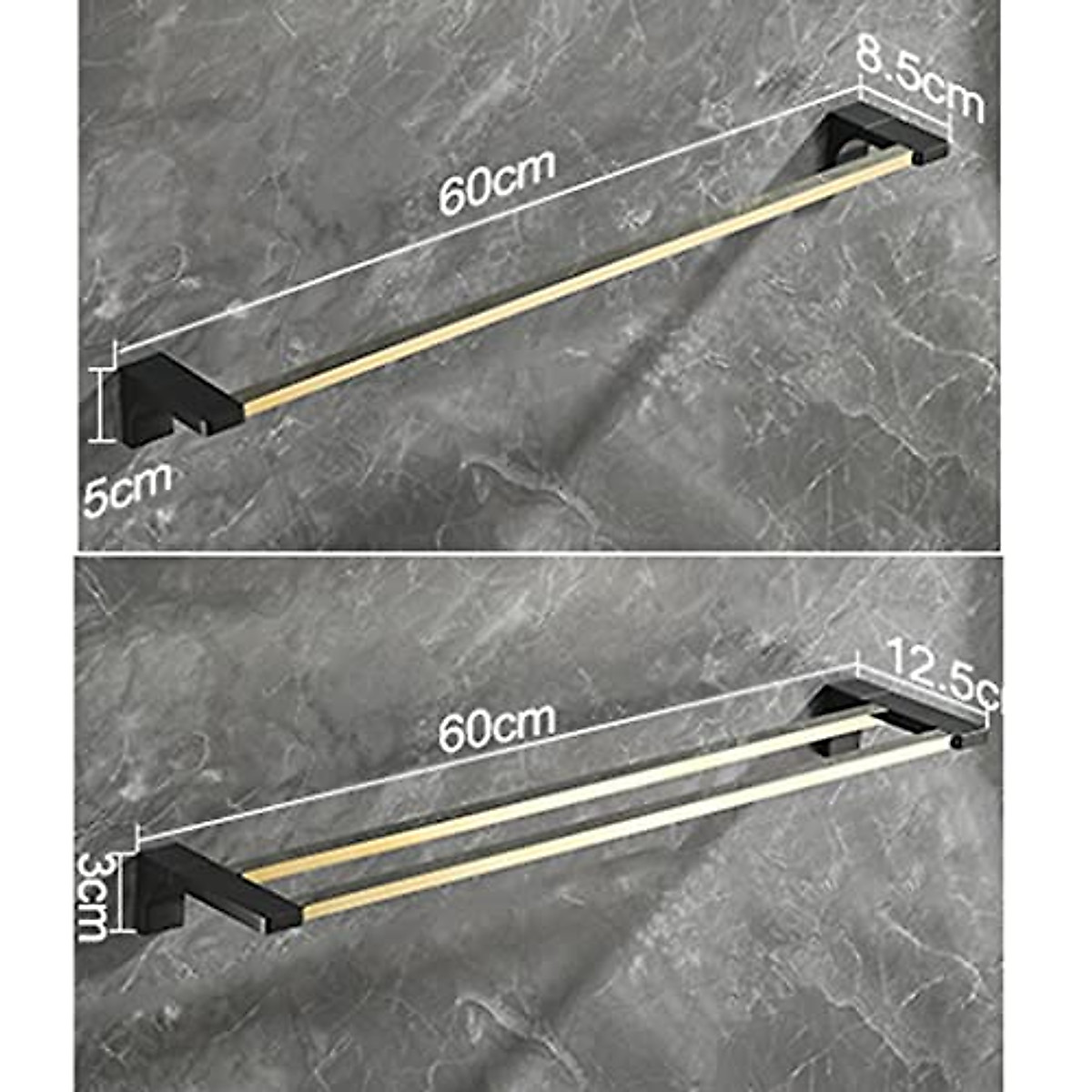 Bath Towel Bar Black Gold All Copper Towel Rack, Light Luxury Minimalist Bathroom Hardware Pendant, Towel Bar Towel Rail Towel Holder (Color : Single Pole)