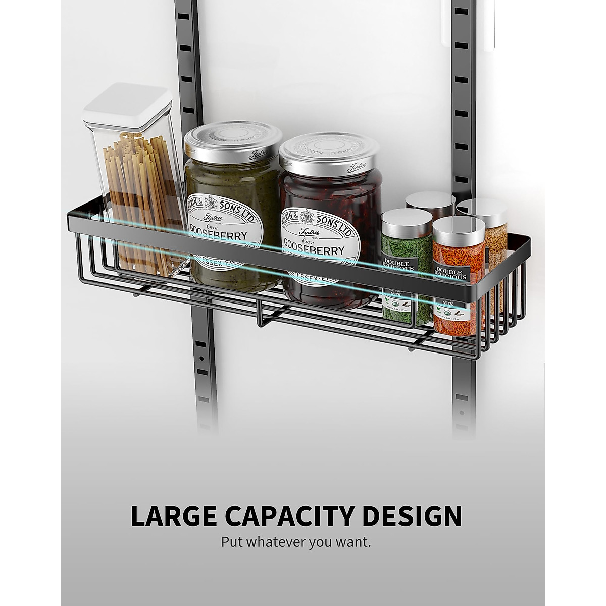 Moforoco 9-Tier Over The Door Pantry Organizer, Pantry Organization and Storage, Black Hanging Basket Wall Spice Rack Seasoning Shelves, Home & Kitchen