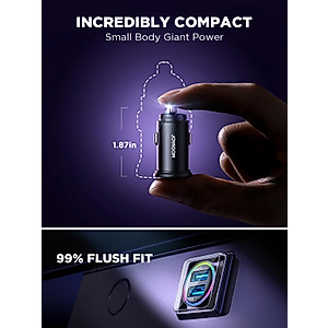 Car Charger，JOYROOM 4.8A Car Phone Charger All Metal, Mini Cigarette Lighter USB Charger with Type C Coiled Cable for iPhone 15 Pro, Dual USB Car Charger Adapter Fast Charge for iPhone/Samsung/Android