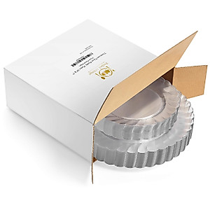 Perfect Settings 50 Piece (25 Sets) Premium Clear Plastic Plates 10 Inch Dinner / 7 Inch Salad Heavy Duty Elegant Disposable Dinnerware Plates (Clear Flared Wavy Edge)