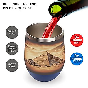 WYUSPGK 304 Stainless Steel Insulated Cup, Vintage Great Egyptian Pyramid Print Smooth Rim, Durable & Reusable - Perfect for Office, Home, And Travel