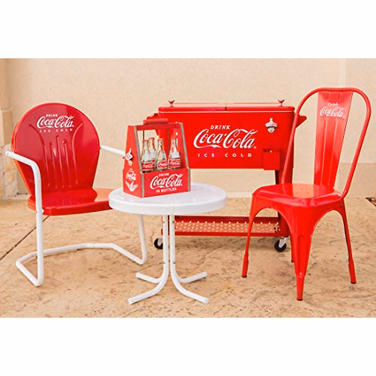 Leigh Country CP 98126 80 Quart Coca-Cola Cooler with Grated Tray, Red