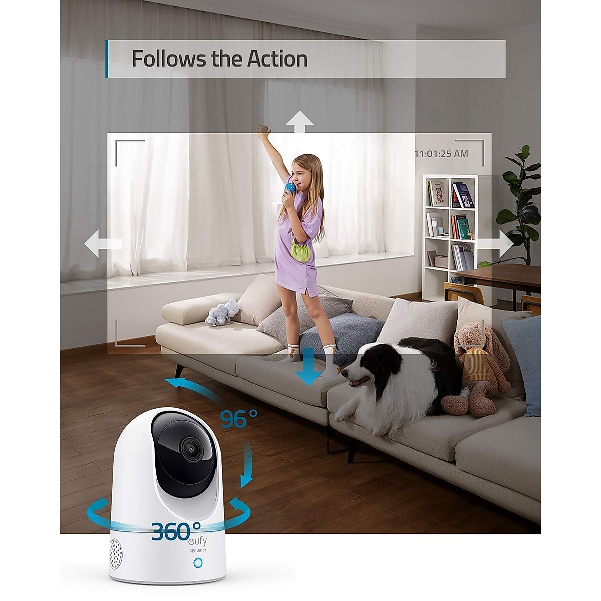 eufy Security 2K Indoor Cam Pan & Tilt, Plug-in Security Indoor Camera with Wi-Fi, IP Camera, Human & Pet AI, Voice Assistant Compatibility, Motion Tracking, HomeBase Not Required (Renewed)