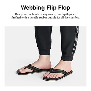 Coach Men's Signature Webbing Flip Flop, Charcoal/Black, 12