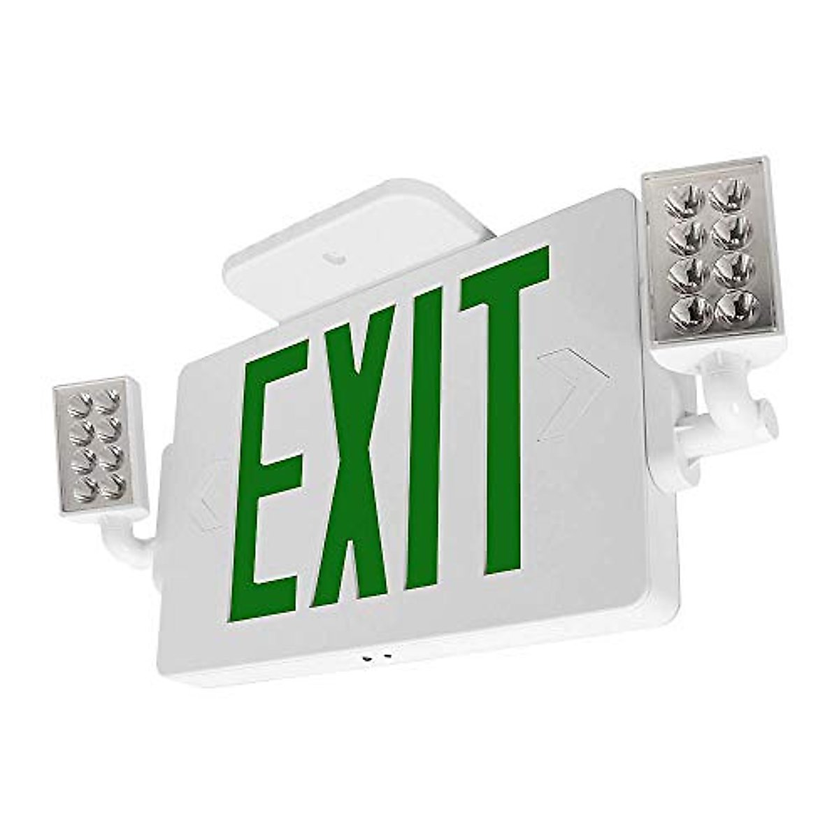 LFI Lights - Thin Hardwired All LED Combo Exit Sign Emergency Light - Green Battery Backup - UL Listed - COMBOTG (1 Pack)