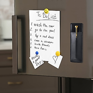 Performore Magnetic Pen Holder Pouch (Leather) for Refrigerator OR Metal Surface 1 Pouch
