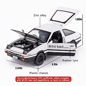 BDTCTK 1/32 AE86 Initial D Model Car, Zinc Alloy Pull Back Toy car with Sound and Light for Kids Boy Girl Gift(Black)
