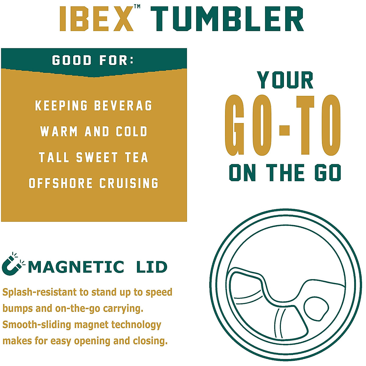 iBEX Tumbler 20 oz Stainless Steel Vacuum Insulated Tumbler With Magnetic Slider Lid (Olive Green)