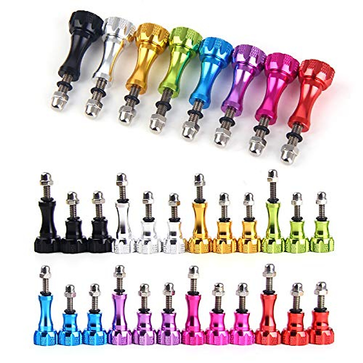 SLFC 3 Pcs Aluminum Alloy Thumbscrews for GoPro Hero 2018, GoPro Fusion, GoPro Hero 8/7/6/5/4/3/2/1 and DJI Osmo Action, 8 Colors, Very Durable, Standard Camera Mounts Screws (Green)