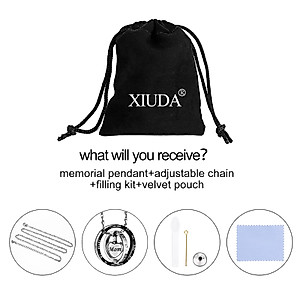 XIUDA Cremation Urn Necklace for Ashes Eternal Memory Carved Keepsake Stainless Steel Urn Jewelry Memorial Ash Holder