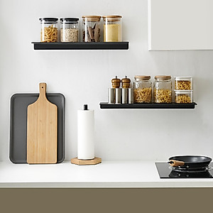 JOOM Small Metal Wall Floating Shelf - Metal Wall Shelf, Black Floating Shelf, Small Bathroom Shelf, Display Shelves for Wall Storage (Black, 8Inch)